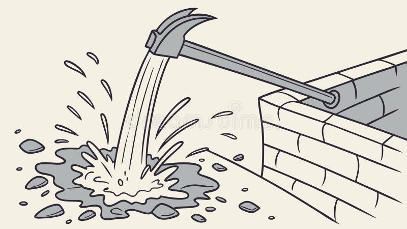 Hammer Breaking through a Brick Wall Vector Breakthrough Concept ...