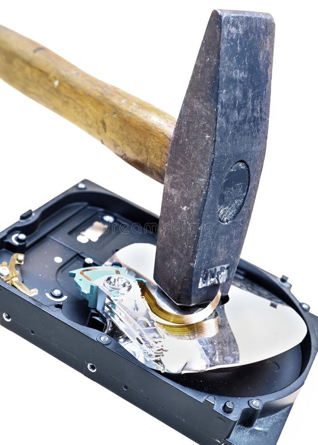 Hammer Breaking a Hard Drive for Data Destruction and Security Stock ...