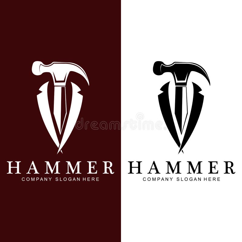 Hammer, Building Construction Tools and Judge Logo Vector Icon, Vintage ...