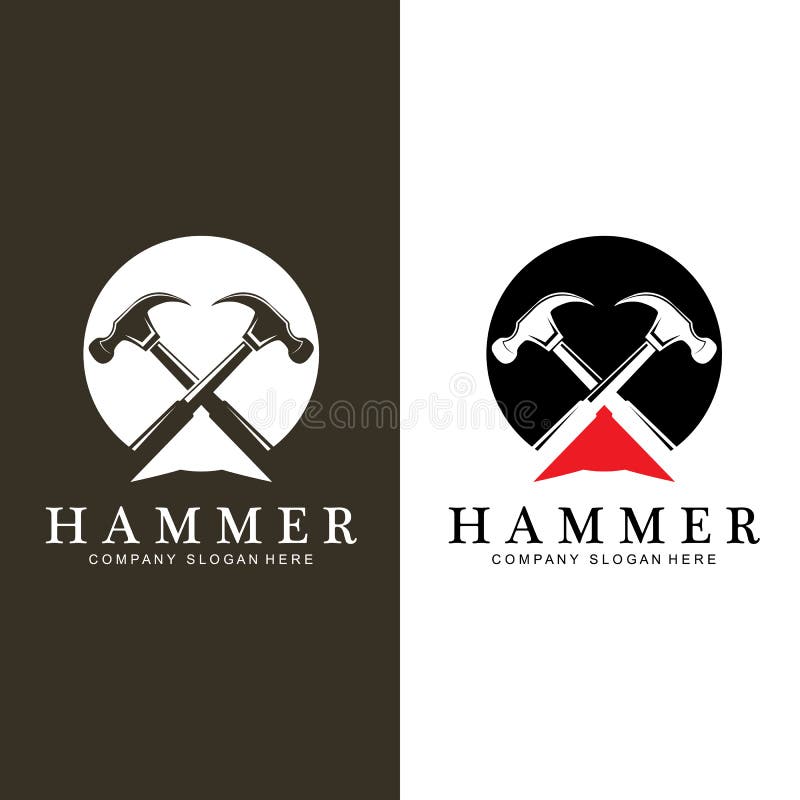 Hammer, Building Construction Tools and Judge Logo Vector Icon, Vintage ...