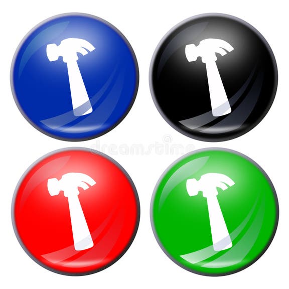 Hammer button stock illustration. Illustration of shiny - 5103222