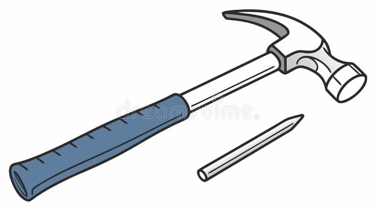 Hammer and Chisel Icon, Work Tools Sketch Vector, Construction, Vector ...