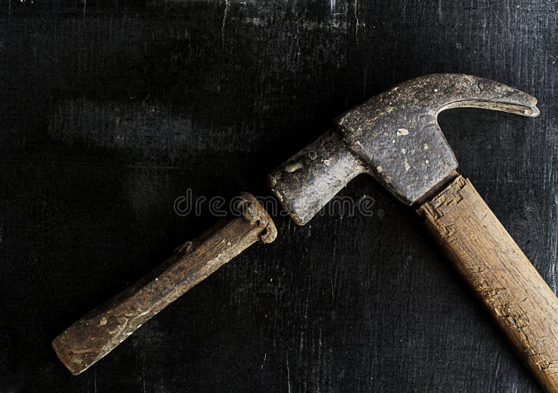Hammer and Chisel Steel on Grunge Wood Backgrounds Stock Image - Image ...