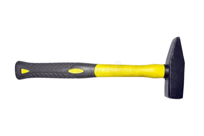 A Hammer with a Colored Rubberized Handle.a Hammer on a White ...
