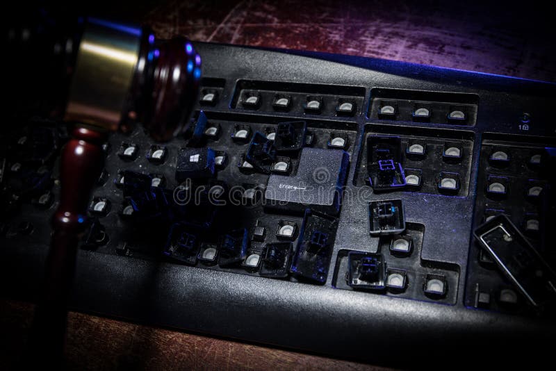 Hammer on Computer Keyboard with Damaged Keys Stock Photo - Image of ...