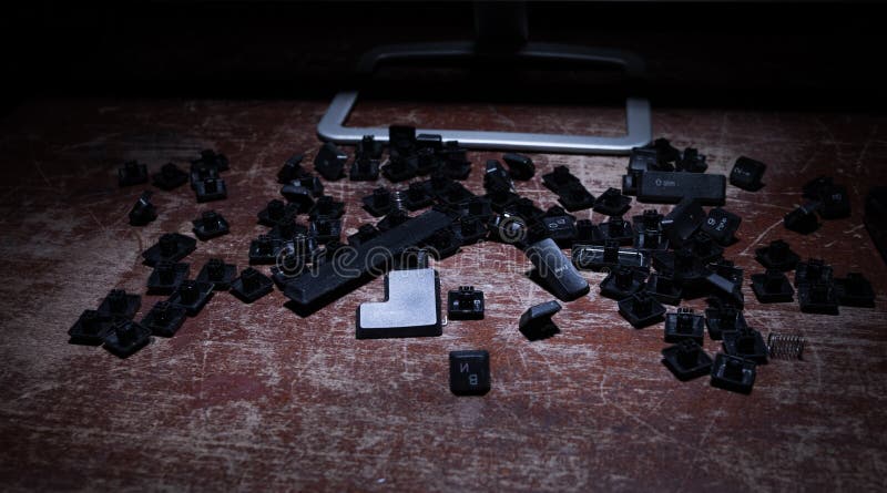 Hammer on Computer Keyboard with Damaged Keys Stock Photo - Image of ...