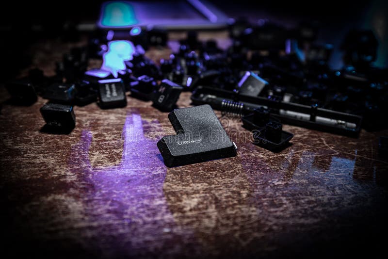 Hammer on Computer Keyboard with Damaged Keys Stock Photo - Image of ...