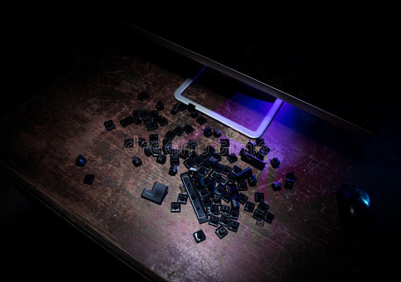 Hammer on Computer Keyboard with Damaged Keys Stock Photo - Image of ...