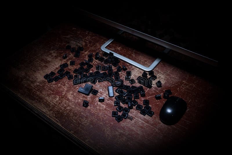 Hammer on Computer Keyboard with Damaged Keys Stock Image - Image of ...