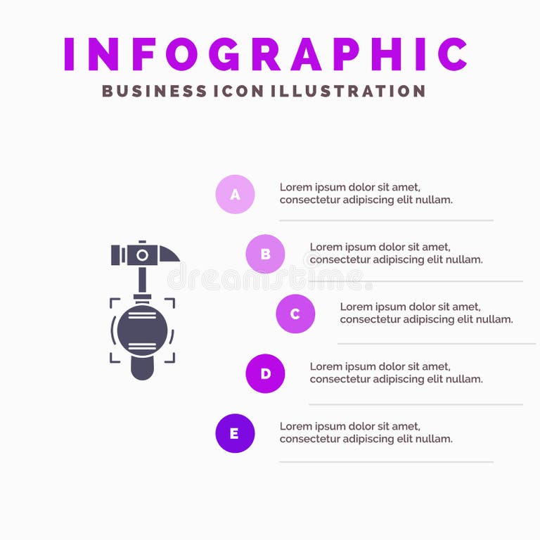 Hammer, Crash, Break, Tool Solid Icon Infographics 5 Steps Presentation ...