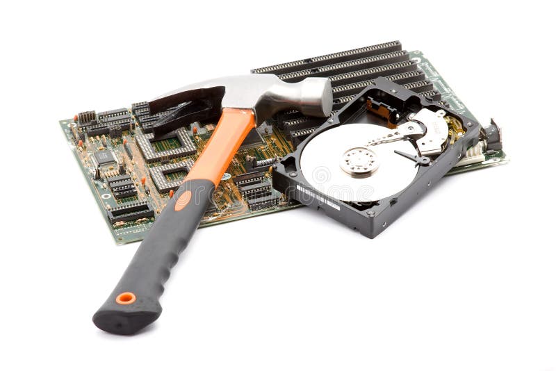 Hammer destroying computer stock photo. Image of hammer - 6828566