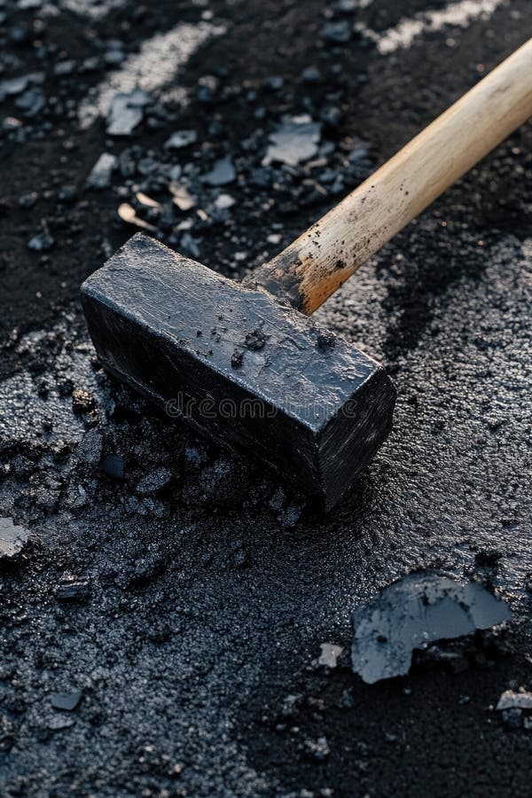 Hammer and Dirt Pile stock photo. Image of construction - 376767036