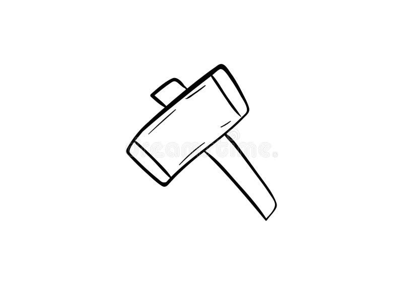 Hammer Doodle Icon Vector Simple Stock Vector - Illustration of ...