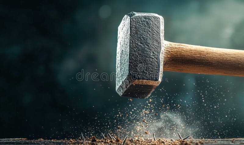 Hammer Driving Nails stock photo. Image of strength - 367820180