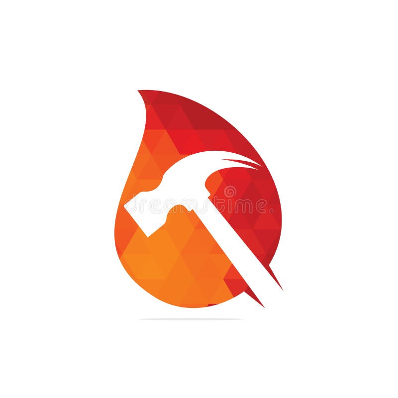 Hammer Drop Shape Concept Vector Logo Stock Vector - Illustration of ...