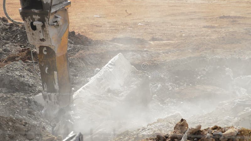 Excavator Hammer Working with Debris in the Demolition of a Building ...