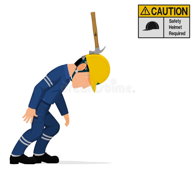 A Hammer is Falling on the Worker`s Head Stock Vector - Illustration of ...