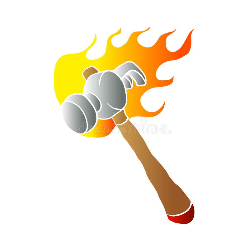 Hammer in flames. stock vector. Illustration of smash - 71941263
