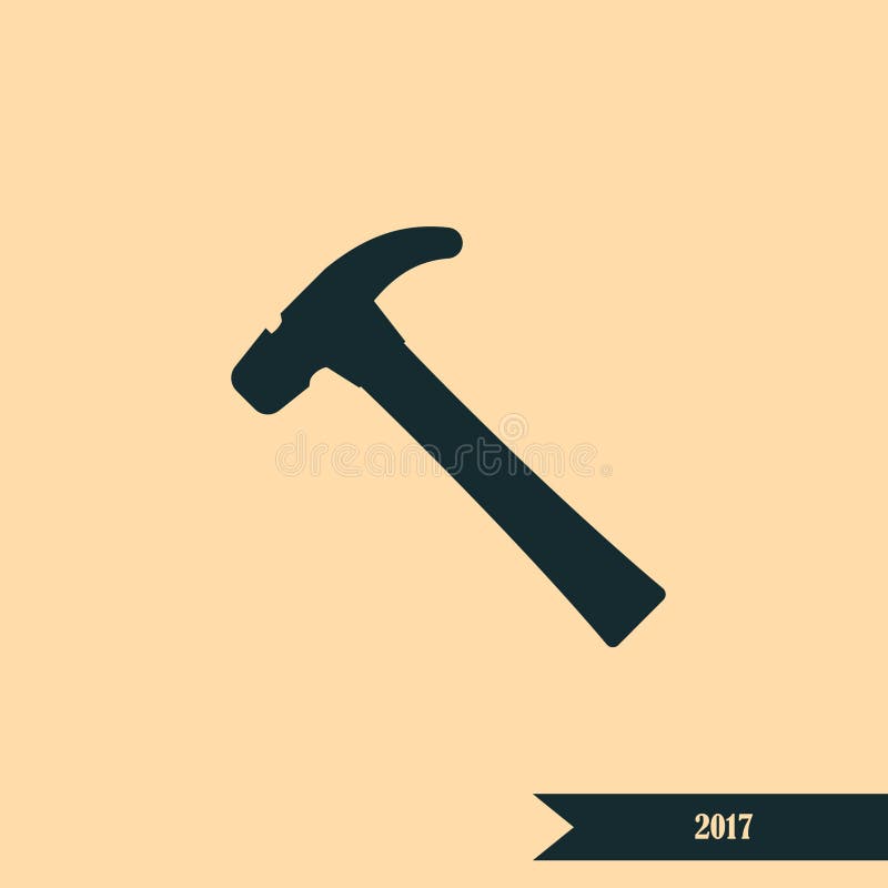 Hammer flat style icon stock illustration. Illustration of industry ...