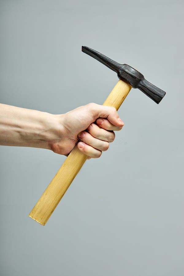 Hammer in Flat Style. Typical Simplistic Hammer Tool on Gray Background ...