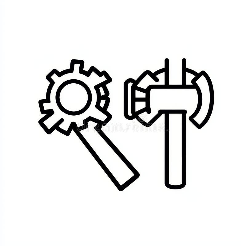 A Hammer and Gear Crossed Over, Set Against a White Backdrop, Symbolize ...