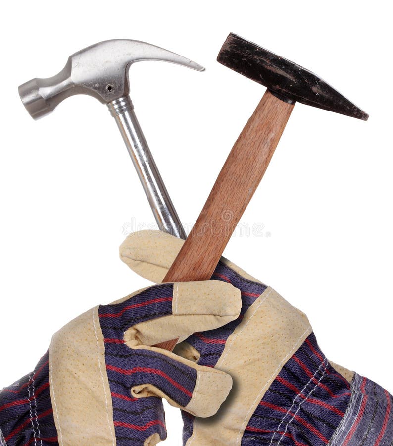 Hammer and glove stock photo. Image of protection, glove - 40265484