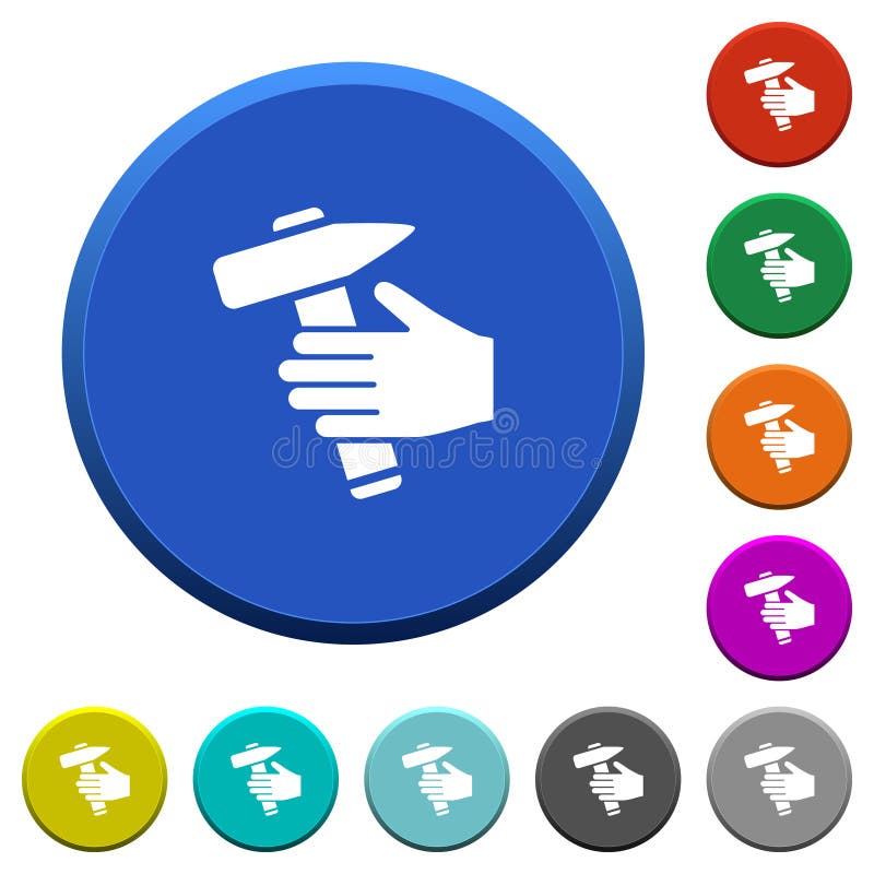 Hammer in Hand Beveled Buttons Stock Vector - Illustration of fuller ...