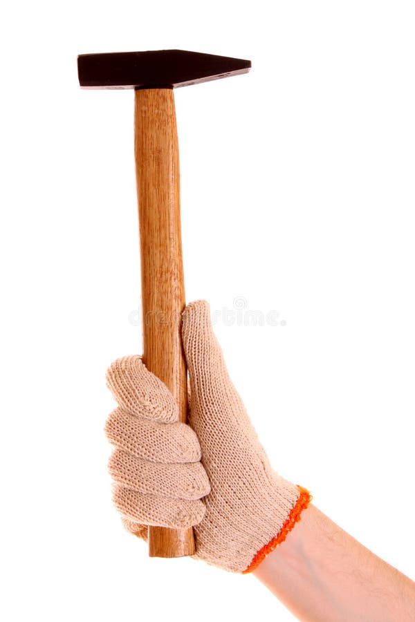Hammer in hand isolated stock photo. Image of frame, tool - 18619880