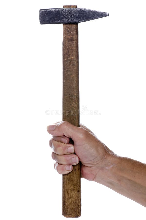 Hammer in Hand Isolated on White Stock Photo - Image of strong ...