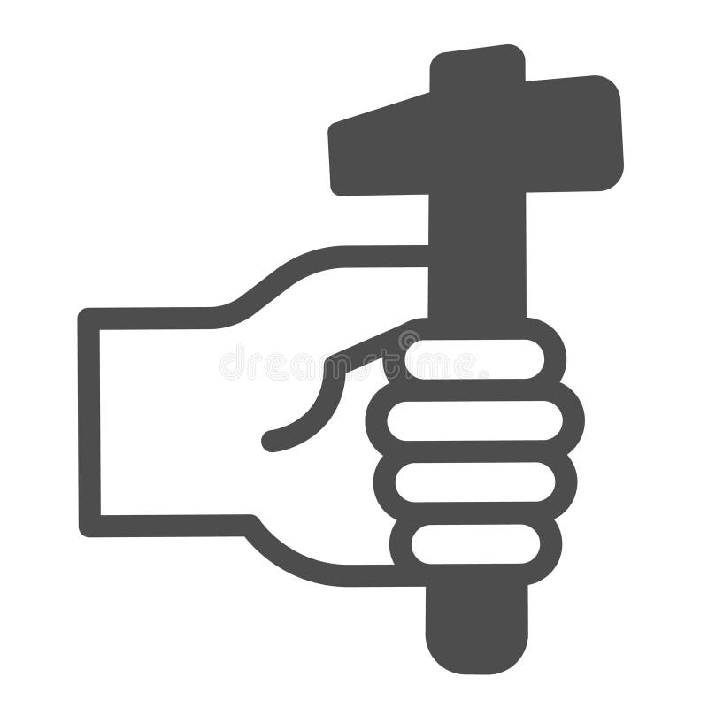 Hammer in Hand Solid Icon, Repair Service Concept. Vector Graphics ...