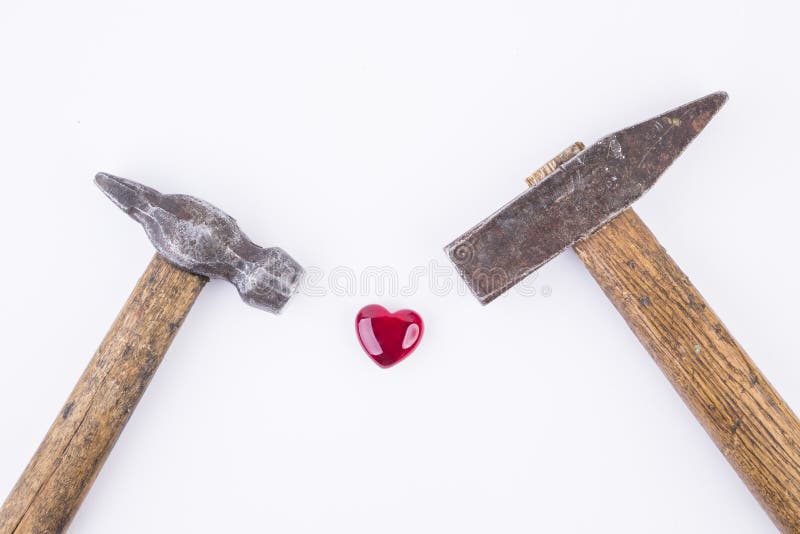 Hammer and the heart stock image. Image of sketching - 51042829