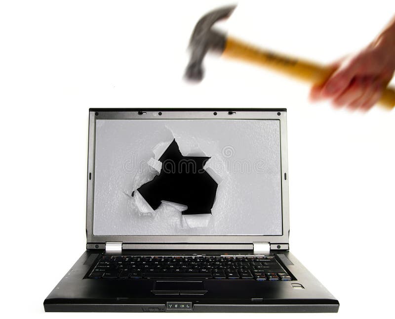 Hammer hit stock photo. Image of laptop, violence, frustration - 7534554