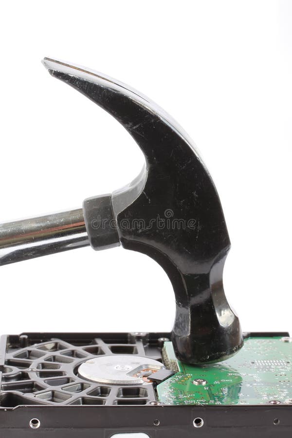 Hard Drive Being Destroyed with Hammer Stock Image - Image of digital ...