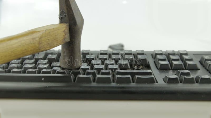 Hammer Hitting Computer Keyboard Stock Footage - Video of dirty ...