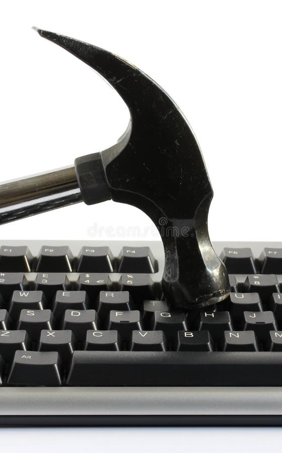 Hammer hitting keyboard stock image. Image of equipment - 18220513