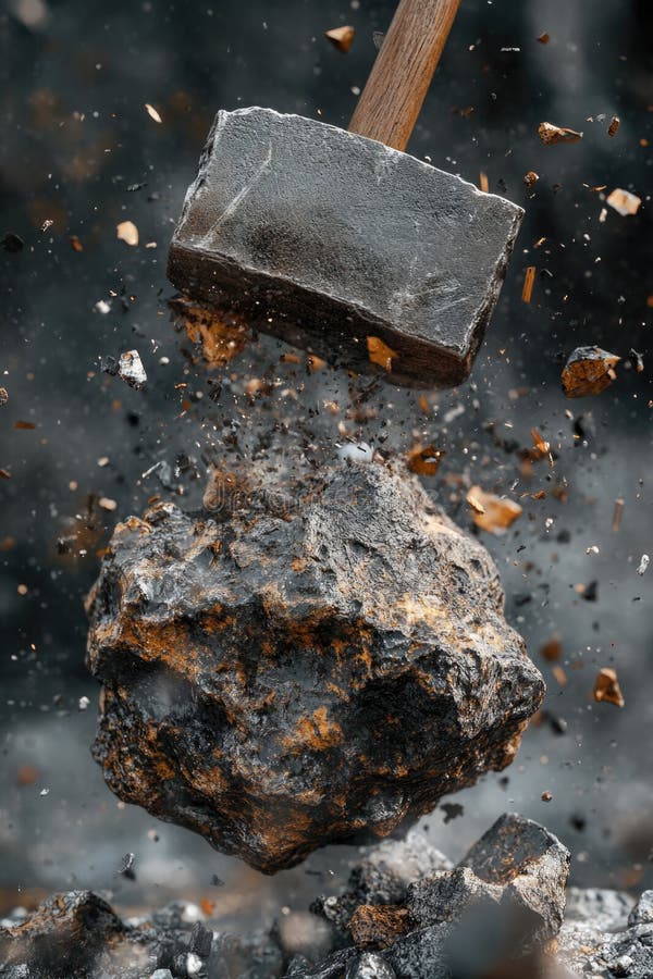 Hammer hitting rock stock illustration. Illustration of physical ...
