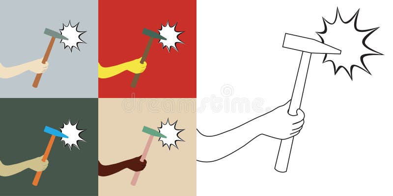Isolated Hammer Cartoon Drawing Stock Vector - Illustration of worker ...