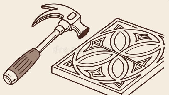 Hammer Hitting Tile for Home Renovation and Construction Themes Vector ...