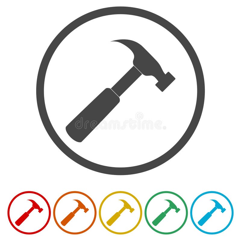 Hammer Icon with Color Variations Stock Vector - Illustration of power ...