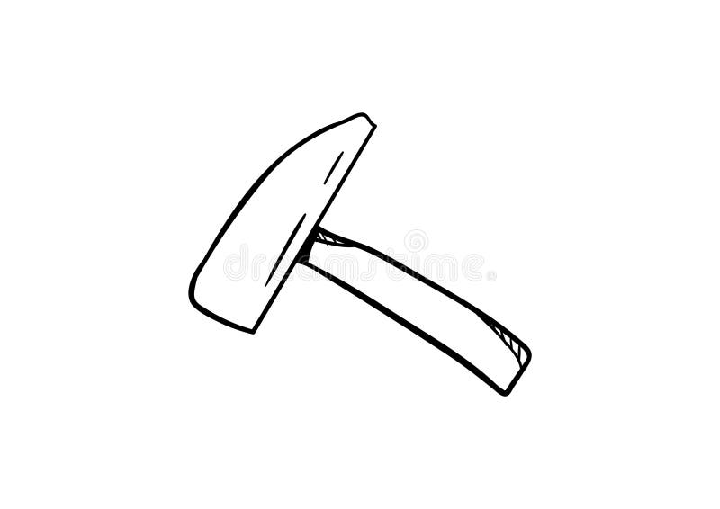 Hammer Icon in Doodle Sketch Lines. Construction Tool Work Carpenter ...