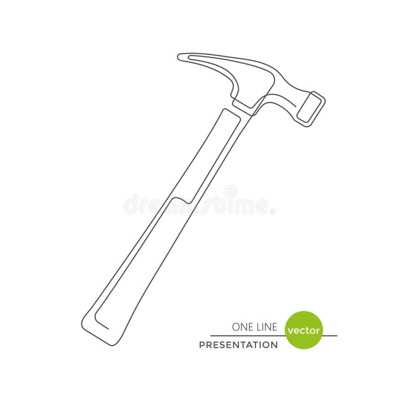 Hammer,icon.Drawing One Line.Locksmith Tool for Work.Vector ...