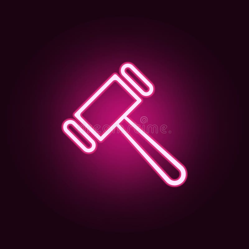 A Hammer Icon. Elements of Web in Neon Style Icons Stock Illustration ...