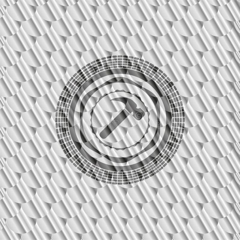 Hammer Icon Inside Shiny Silver Emblem. Scales Pattern. Vector ...