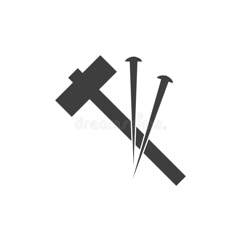 Hammer Icon with Nails. Easter Symbol. Vector Illustration on a White ...