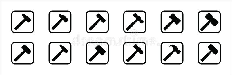 Hammer Icon Set. Hammers Vector Icons Set. Simple Flat Design Stock ...