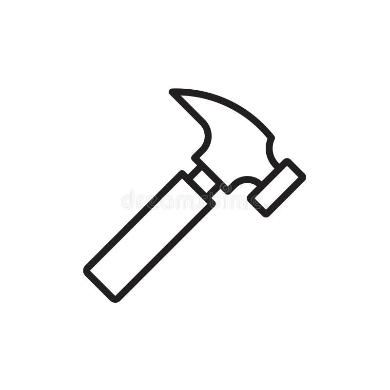 Hammer Icon Simple Thin Outline Stock Vector - Illustration of ...