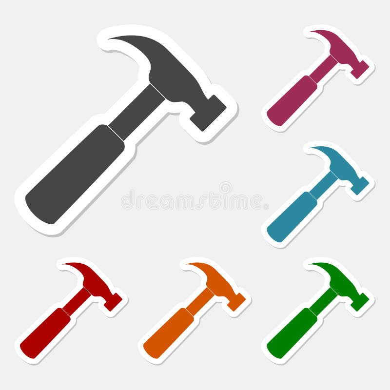 Hammer icon sticker set stock vector. Illustration of gray - 83649428