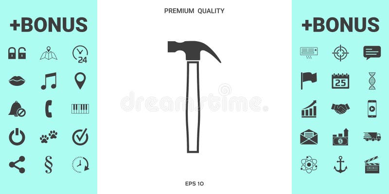 Hammer icon symbol stock vector. Illustration of work - 123477286