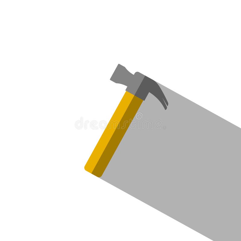 Hammer Icon. Tool Handle Vector. Construction Object Shadow. Yellow ...