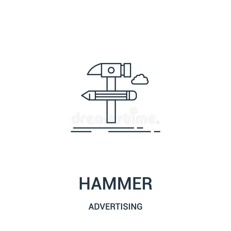 Hammer Icon Vector from Advertising Collection. Thin Line Hammer ...
